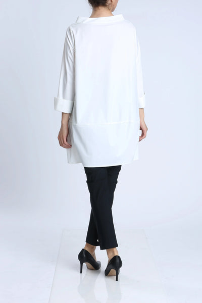 IC Collection Boat Neck Stand Collar Balloon Top Style 3226T – IBHANA