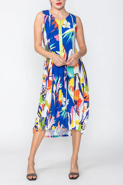 IC Collection Front Vivid Zipper and Mix Print Dress Style 4325D – IBHANA