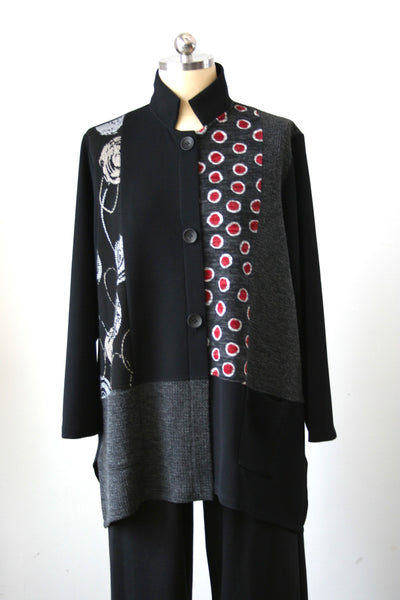 Christopher Calvin Mixed Media Jacket 4524 Navy, Red, Grey F25 – IBHANA