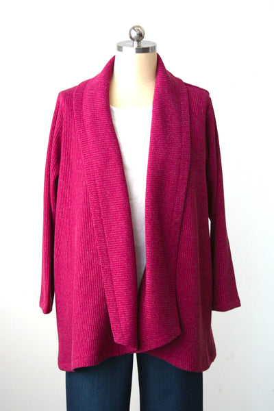 Christopher Calvin Rib Knit Short Open Jacket 45612 F25 Sage, Fuschia ...